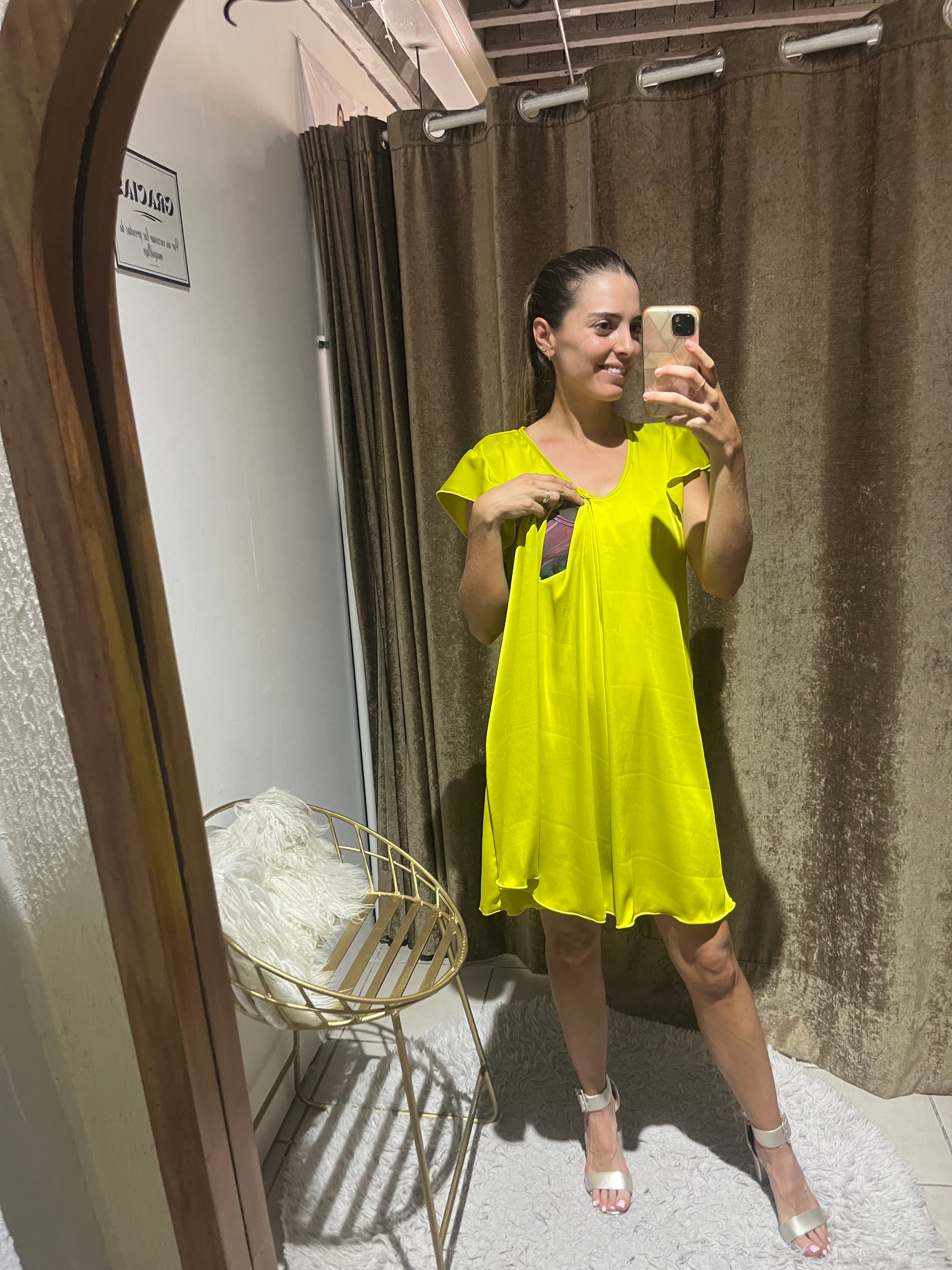 Vestido de maternidad y lactancia, Bertha verde limón – Hello Mom